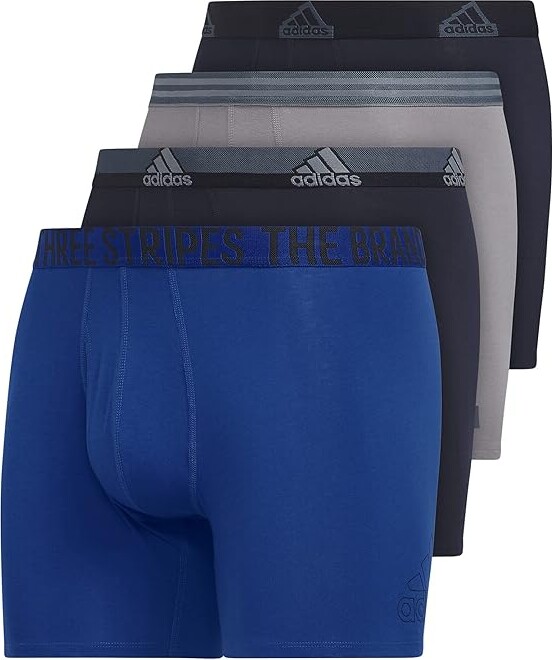 adidas Stretch Cotton Boxer Brief Underwear 4-Pack (Legend Ink Blue/Team Royal Blue/Grey) Men's ...