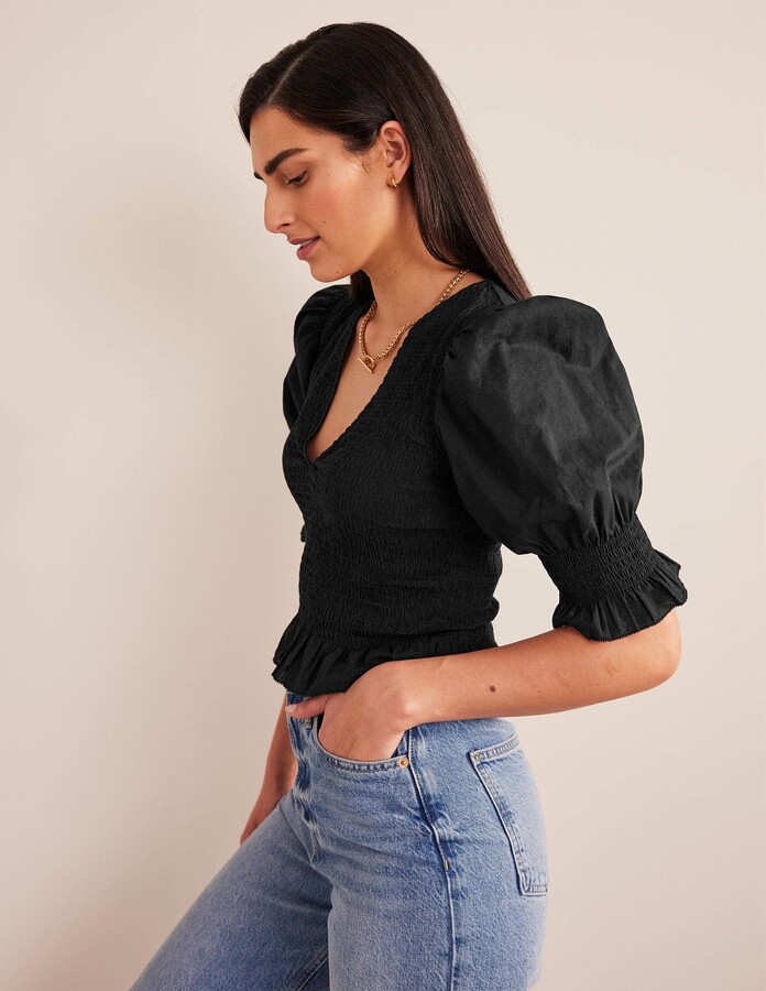 Boden Smocked Bodice Crop Top - ShopStyle