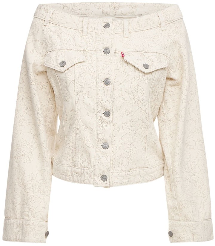 Ganni Levi's Off-The-Shoulder Denim Jacket - ShopStyle