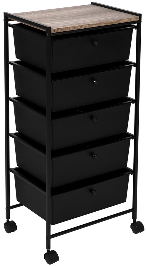 East Bank Designs Multi-Purpose Storage Rolling Cart with Wood Veneer ...