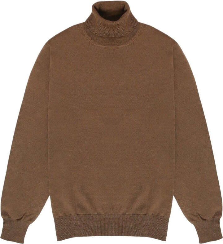 Romeo Nyc Men's Brown Merino Wool Turtleneck Sweater -Bison - ShopStyle
