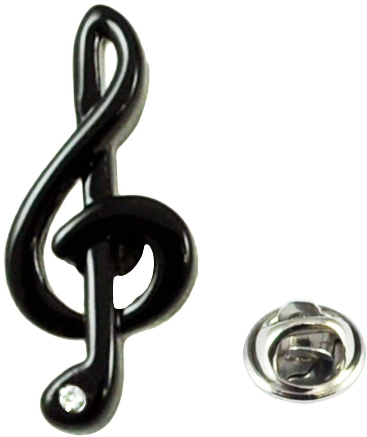 Ties Planet Black Treble Clef with Crystal Lapel Pin Badge - ShopStyle