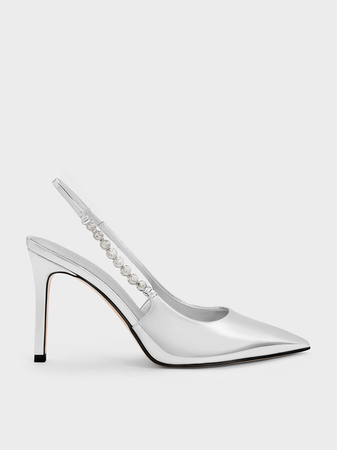 Charles & Keith Gem-Strap Metallic Slingback Pumps - ShopStyle