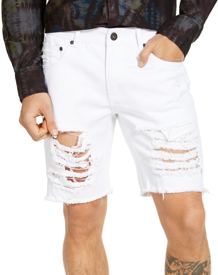 INC International Concepts Men's White Ripped Denim Shorts, Created for ...