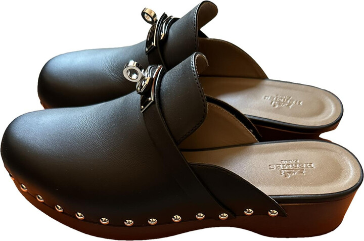Hermes Carlotta leather mules & clogs - ShopStyle