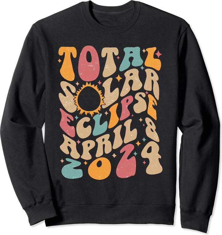 Sun Flees Moon Total Solar Eclipse April 8 2024 Groovy Retro Sweatshirt ...