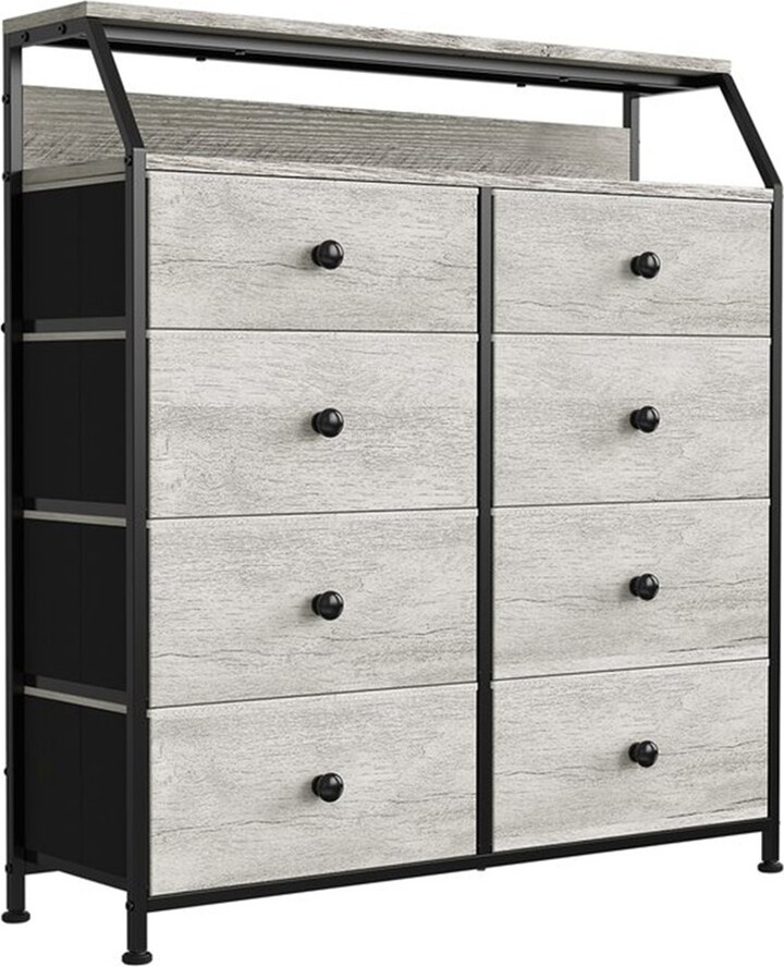 REAHOME 8 Drawer Steel Frame Wood Top Storage Organizer Dresser for ...