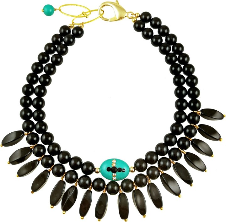 Maria Moyseos Women's Anastasia Black Gemstone Statement Choker ...