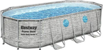 Bestway 18 x 9 x 4 Foot Power Steel Swim Vista Pool Set and Pool ...