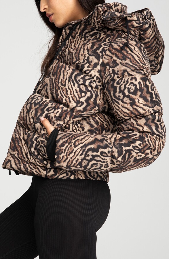 Good American Leopard Print Down Puffer Jacket - ShopStyle