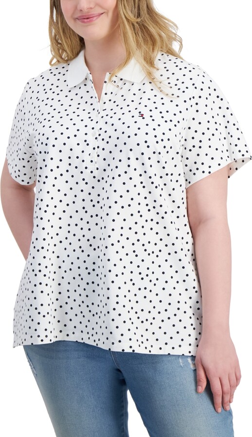 Tommy Hilfiger Plus Size Printed Dots Polo Shirt - Bright White/Sky Captain - ShopStyle