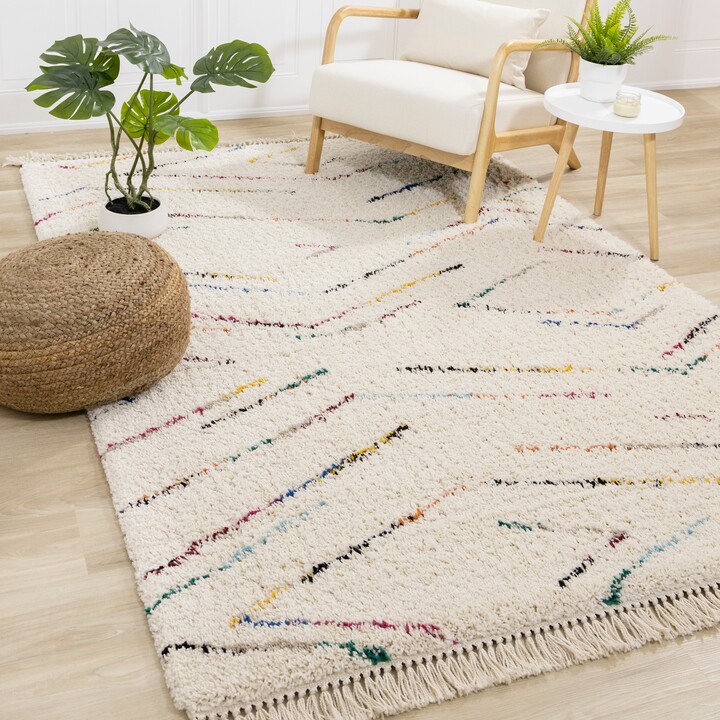 Alpine Rug Co. Bella Collection - Rainbow Zig Zag Stripes Shag Rug ...