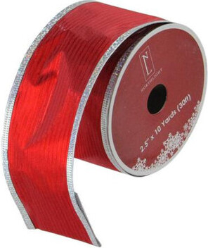 Northlight Seasonal Shimmery Red and Silver Horizontal Wired Christmas ...