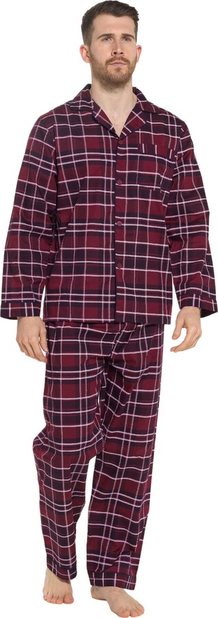 Lora Dora Strong Souls Mens Traditional Pyjamas Wine Navy Check Medium - ShopStyle Sleepwear