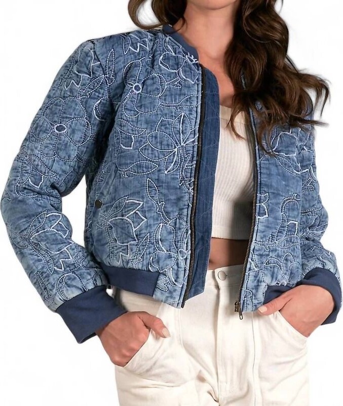 Elan International Quilted Jacket In Navy - ShopStyle