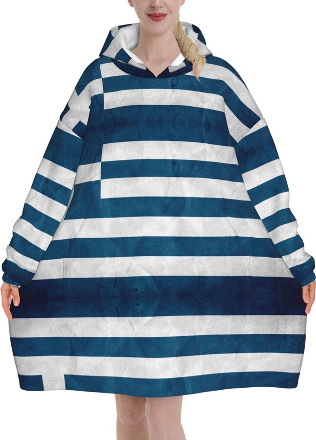 JONGYA Greek Flag Printed Adult Can Wear Flannel Hoodie - ShopStyle