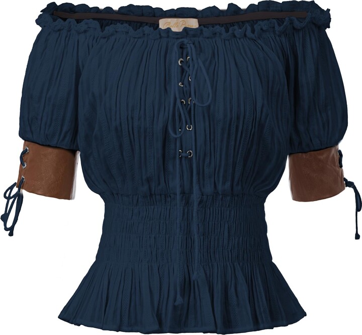 Belle Poque Women Victorian Blouse Elastic Off Shoulder Renaissance Medieval Pirate Blouse Top ...