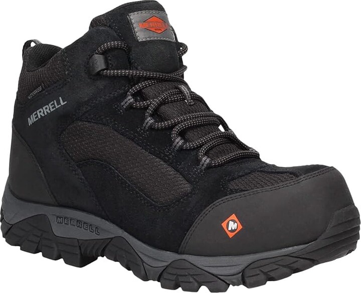 Merrell Work Moab Onset Mid Waterproof Composite Toe (Black) Men's ...
