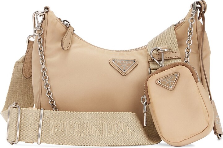 Prada Nylon Shoulder Bag in Beige - ShopStyle