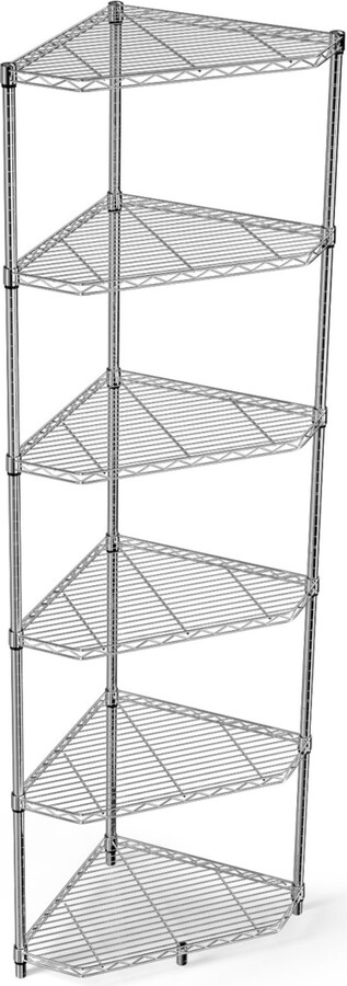 Simplie Fun 6-Tier Chrome Corner Wire Shelf: Adjustable, Heavy Duty ...
