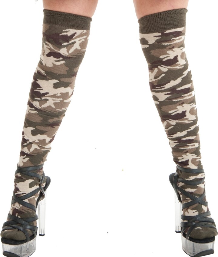 Crazy Chick® Ladies Thigh High Over The Knee Socks Army Camouflage ...