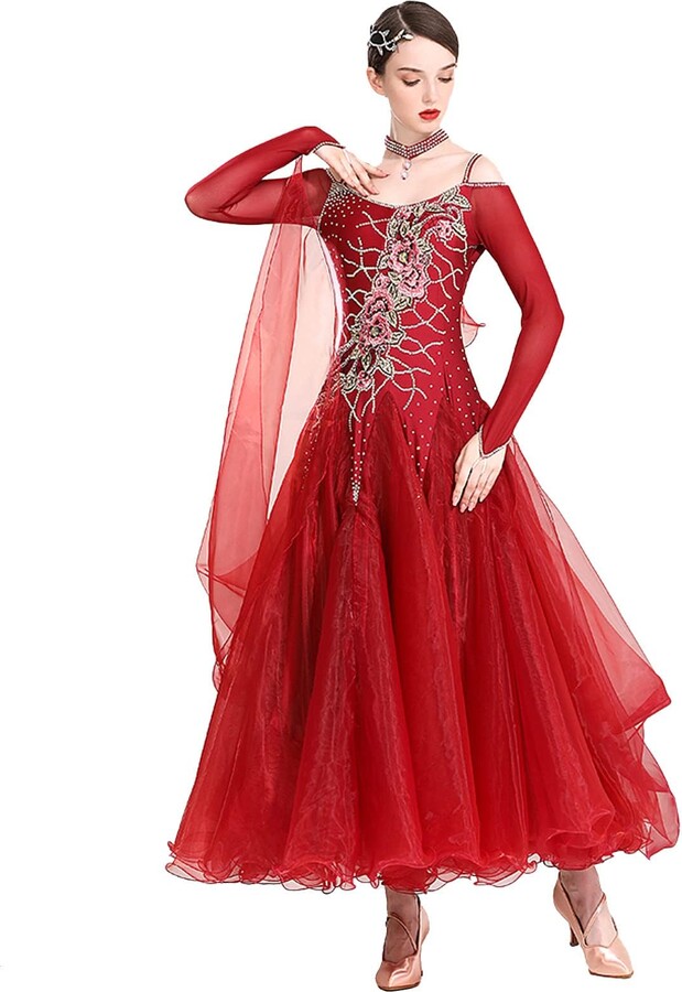 Cukyi Ballroom Competition Dancing Dresses Embroidery Waltz Tango ...