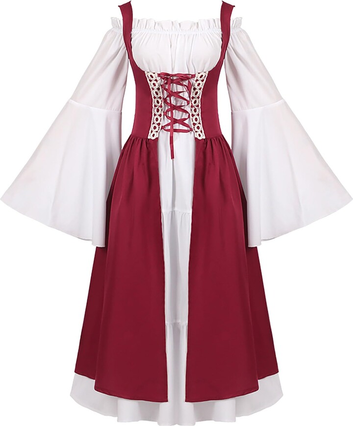 AMDOLE Medieval Capes for Adults Women's Skirt Long Court Wind Waist ...