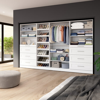 Hokku Designs Marvin 132W X 16D Modular Walk-In Closet System With ...