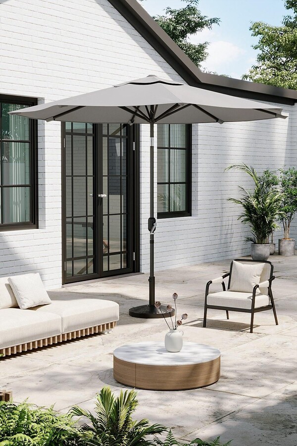 Garden Sanctuary Patio Umbrella 3M Rotating Garden Parasol with Resin ...