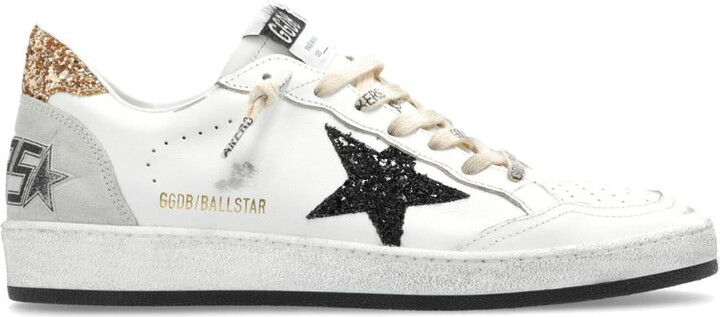 Golden Goose Ballstar Leather Upper And Toe Glitter Star And Heel Suede ...