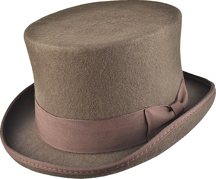 DH Hand Made Wool Top Hat Satin Lined Small to XXL Brown - ShopStyle ...