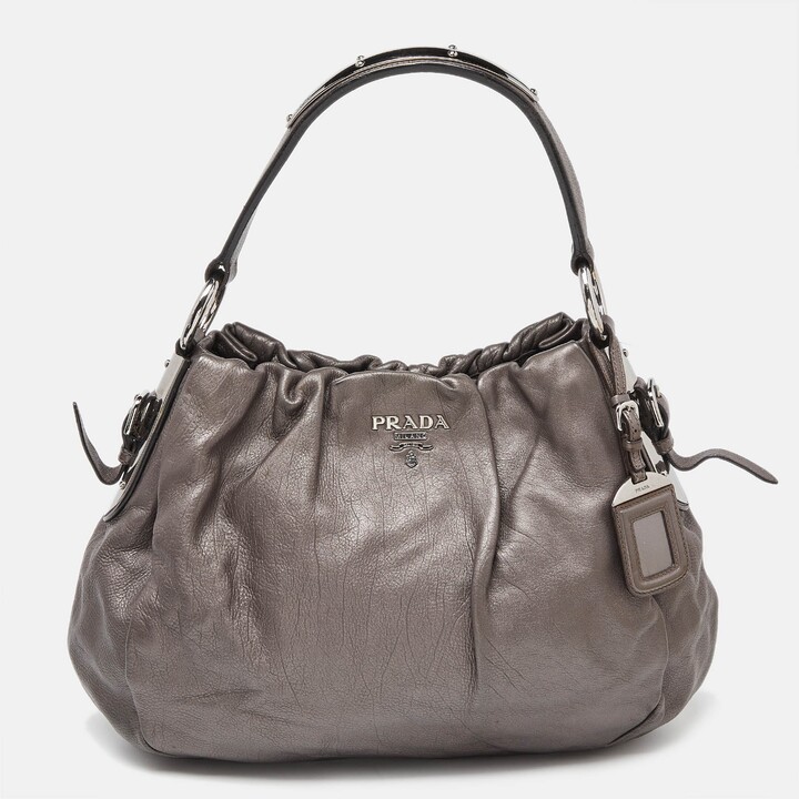 Prada Pleated Leather Hobo - ShopStyle