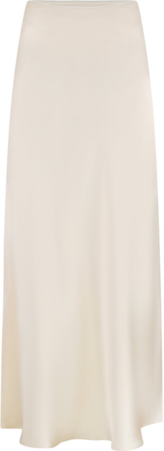 Anna October Women's Champaca Satin Midi Skirt - Ivory/light Pink ...