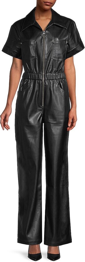 Danielle Bernstein Faux Leather Jumpsuit - ShopStyle