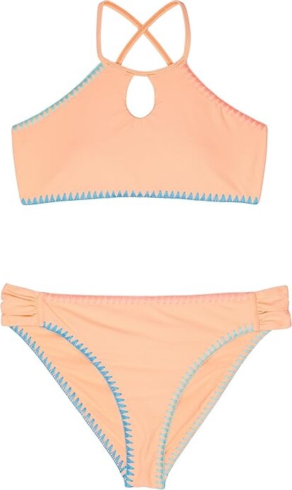 Hobie Kids Sandy Shells Keyhole High Neck Bralette and Hipster (Big ...