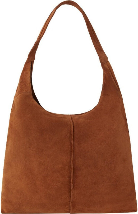 Brix+Bailey Camel Soft Suede Leather Hobo Shoulder Bag - ShopStyle