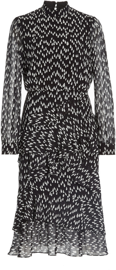 Saloni Isa Ruffled Printed Silk-Chiffon Midi Dress - ShopStyle