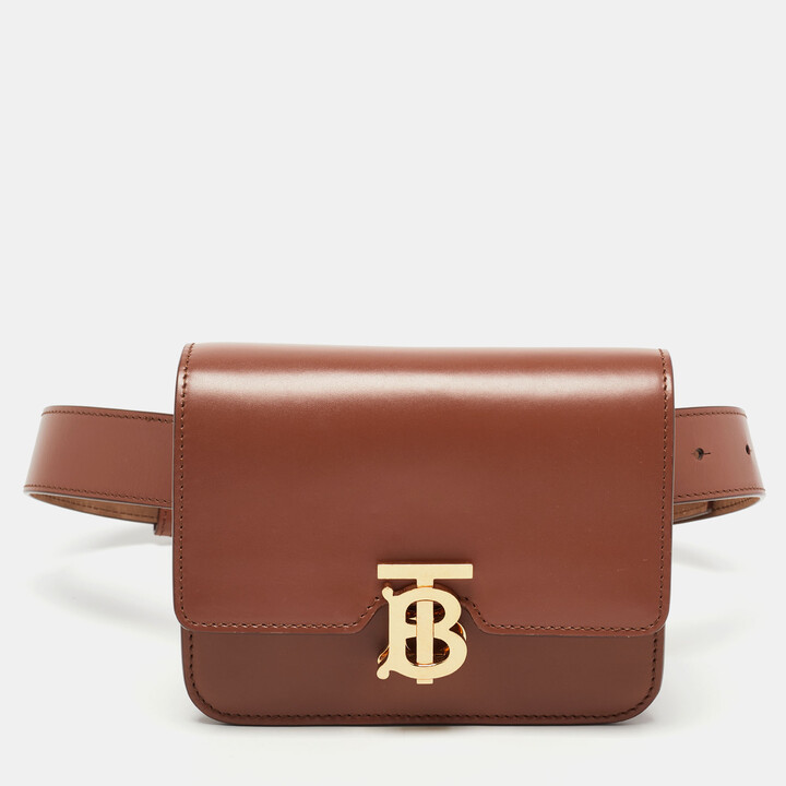 Burberry Brown Leather Mini TB Belt Bag - ShopStyle