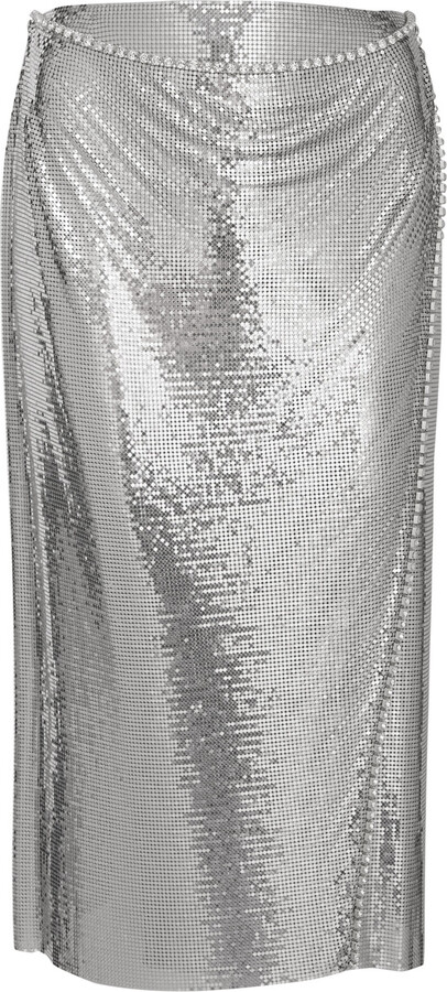 Rabanne Crystal-embellished Chainmail Midi Wrap Skirt - Silver - 8 ...