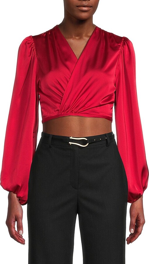 Renee C. Satin Wrap Crop Top - ShopStyle