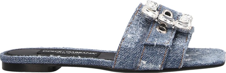 Dolce & Gabbana Patchwork Denim Slides - ShopStyle