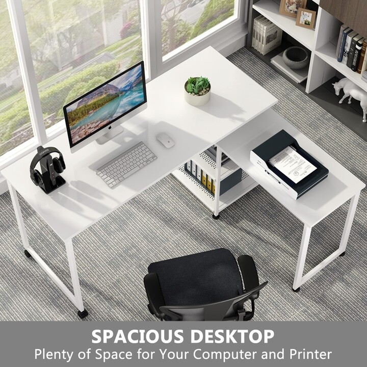 Tribesigns L-Shaped Computer Desk Rotating Corner Workstation Table ...
