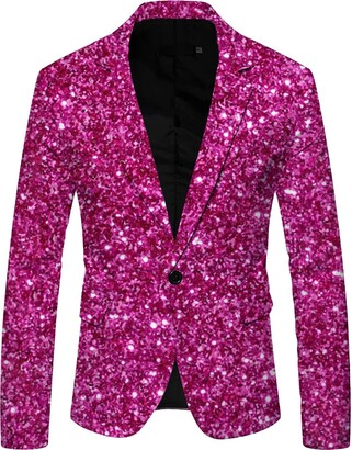 Foweknow Sequin Jacket Men's Party Blazer Shiny Suit Jacket Glitter ...