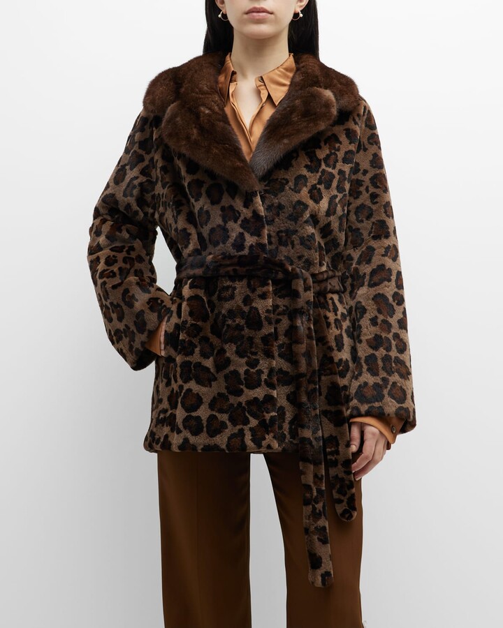 Gorski Leopard-Print Sheared Mink Fur Jacket with Belt - ShopStyle