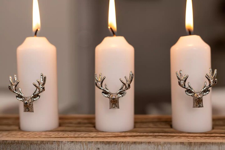Marco Paul Candle Pins Stag Silver Decorative Reindeer 3pc Set with ...
