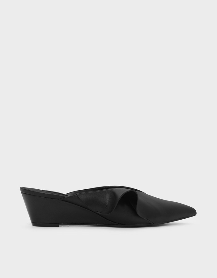 Charles & Keith Ruffle Detail Low Wedge Mules - ShopStyle
