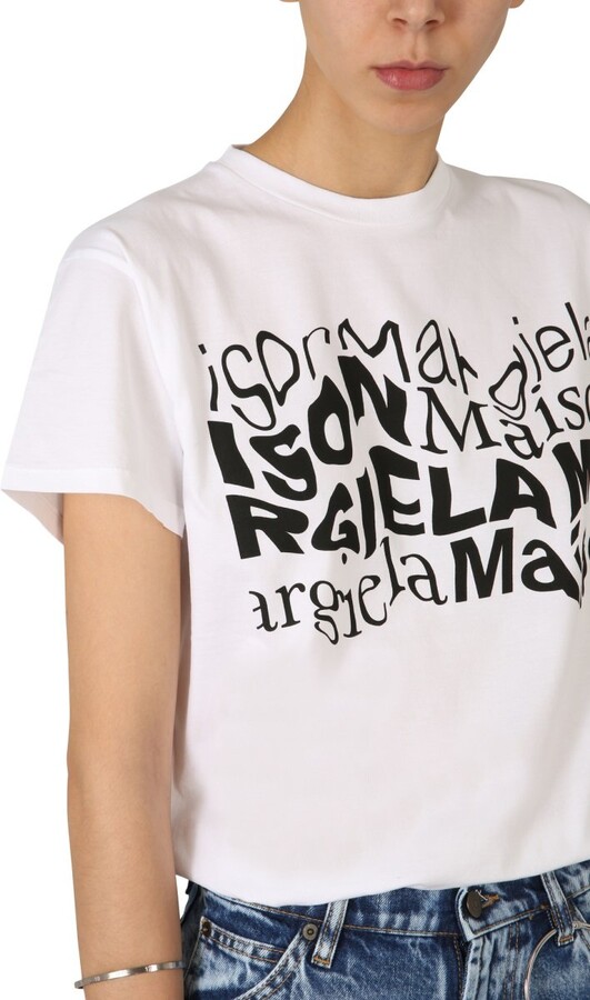 T-Shirt With Distorted Logo Print - ShopStyle