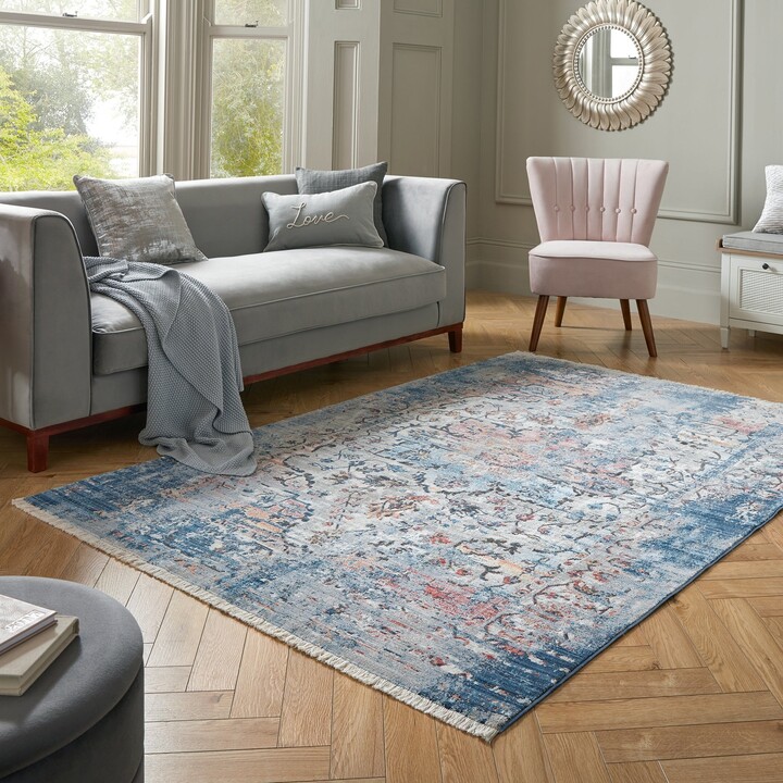 Dunelm Soraya Traditional Rug Blue and Pink - ShopStyle