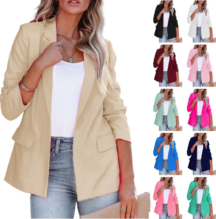 uSecee Womens Long Sleeve Suit Jackets Formal Work Office Blazer ...