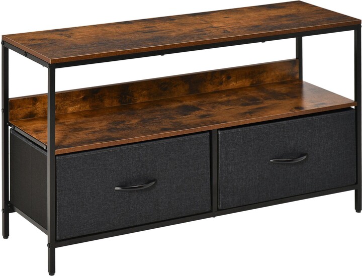 HOMCOM TV Cabinet, TV Console Unit with Foldable Linen Drawers, TV ...